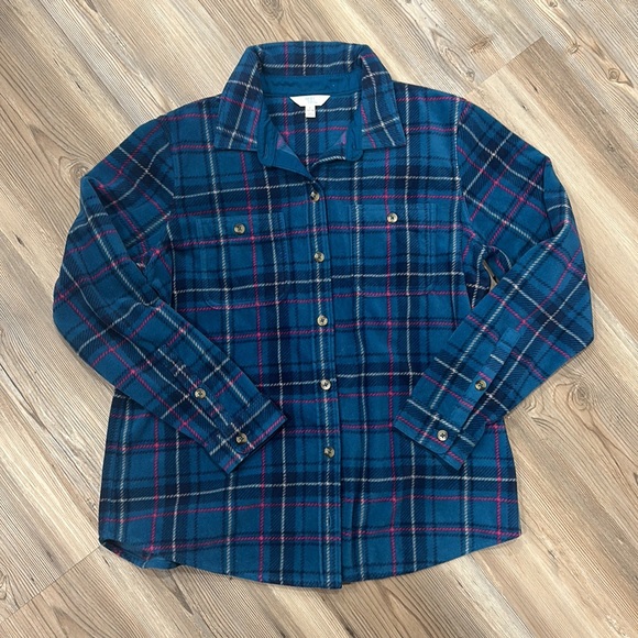 Time and Tru | Tops | Fuzzy Plaid Button Up | Poshmark